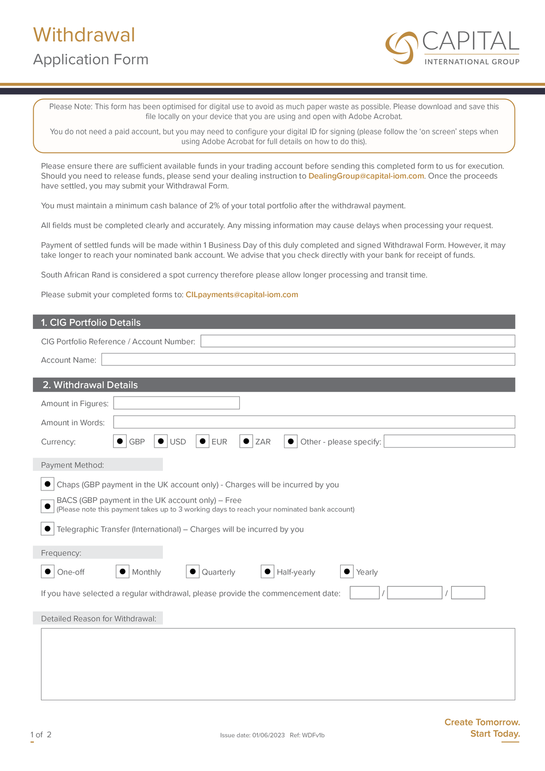 Withdrawal Form - Capital International Group